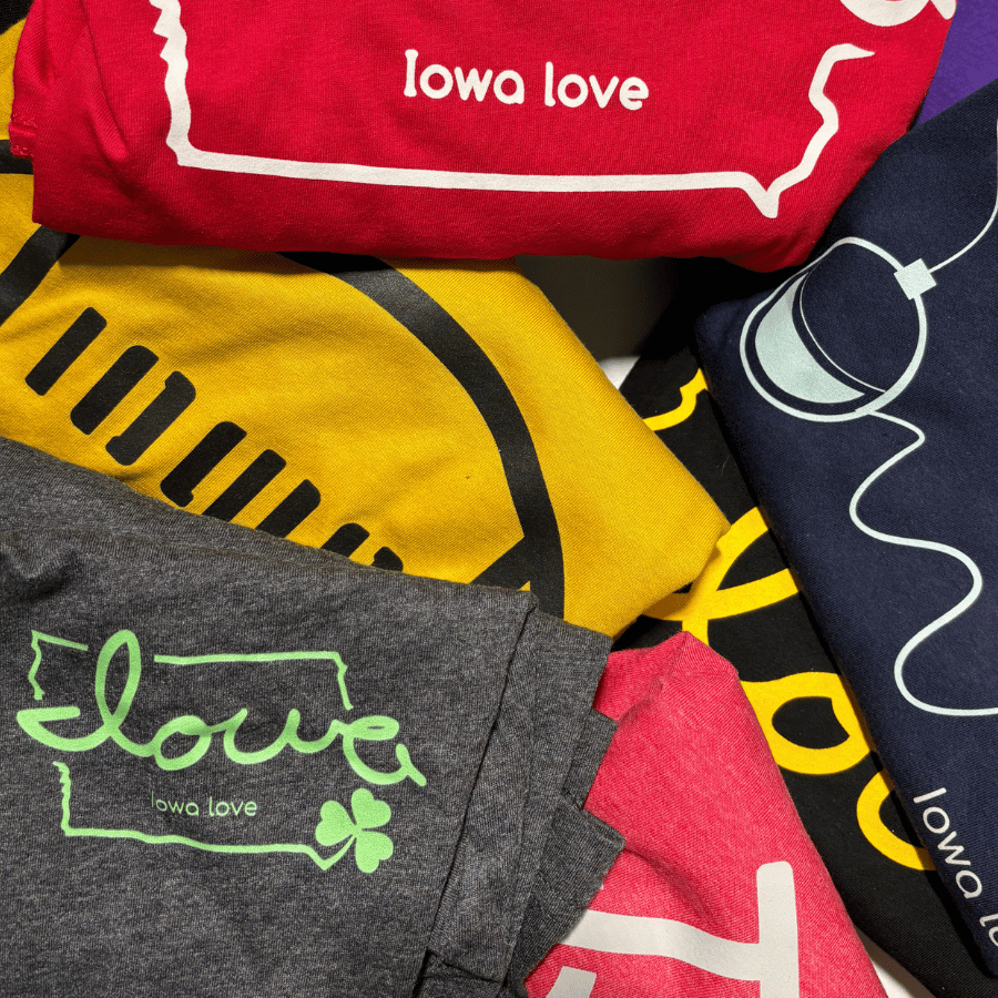 "Iowa love" - Locally Made & Design T-Shirts, Sweatshirts, and Gifts
